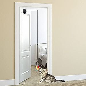 MEWTOGO Hanging Door Cat Toy, Retractable Interactive Cat Feather Toys with Super Suction Cup and 5 Replaceable Feathers, Suction Window Cat Teaser Toy for Indoor Cats Kitten Play Chase Exercise