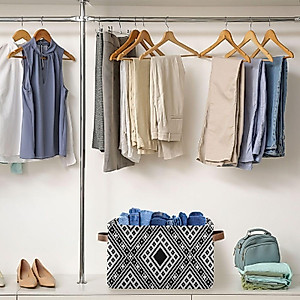 NFMILI Black Flowers Pattern Storage Basket, Fabric Storage Cubes Bins, Open Home Storage Bins with Handles, Foldable Cubes Closet Organizer Boxes 14.2 x 10.2 x 8.3 in (Large - 2 Pack)