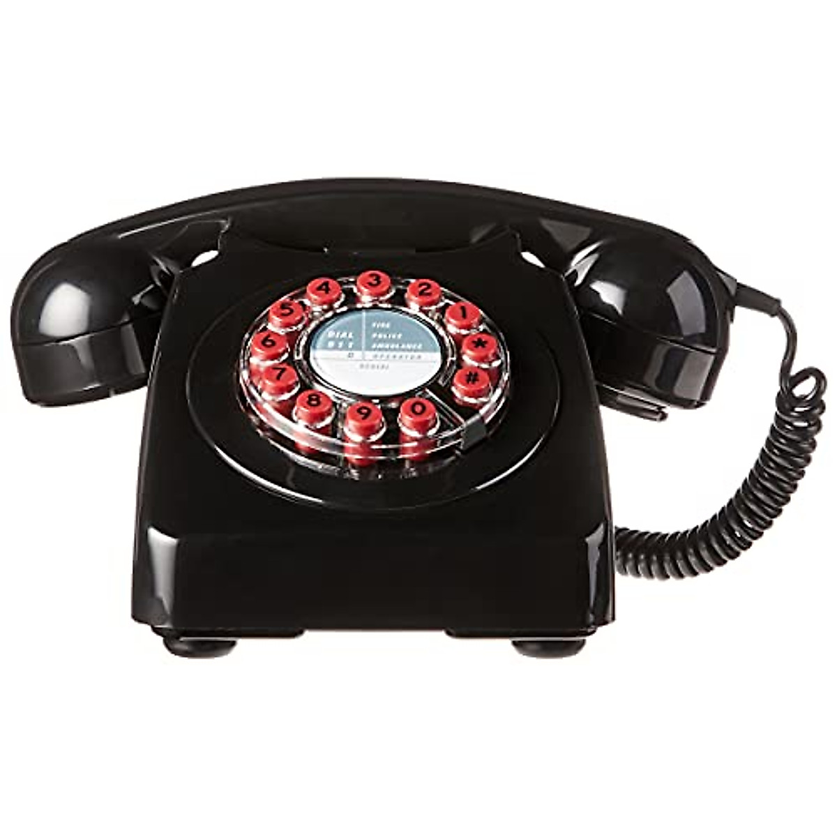 Wild & Wolf 746 Rotary Design Retro Landline Telephone, Black