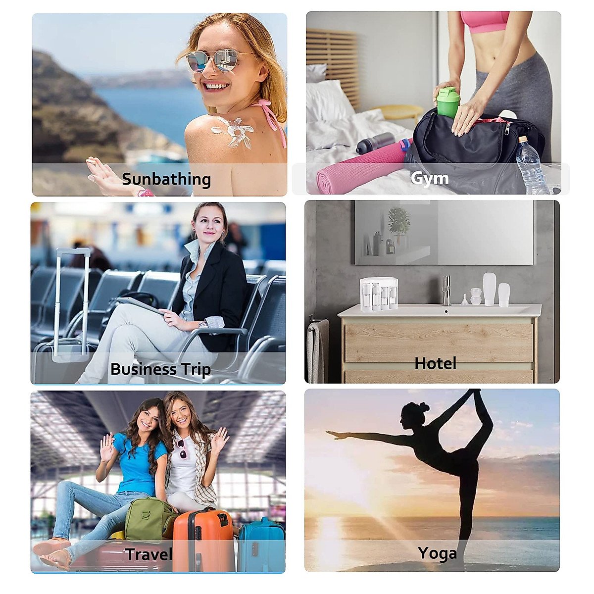 Travel Bottles TSA Approved Containers Leak Proof Travel Vacuum Portable Dispensing Bottles Airless Pump Bottle Set Travel Size Toiletries Tubes Kit for Liquids with Portable Zipper Bag