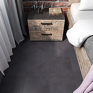 FunStick Peel and Stick Floor Tile Slate Grey Vinyl Flooring for Bathroom Floor Tiles Peel and Stick Waterproof Stick on Floor Tiles Sticky Laminate Flooring Sheets for Kitchen Bedroom 12x12In 5 Pcs