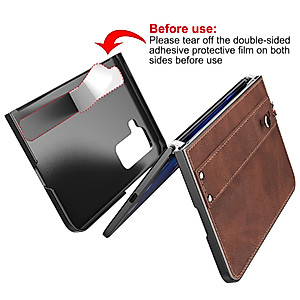 Foluu Microsoft Surface Duo 2 Case, Leather with Hand Strap, Slim PU Protective Phone Case (Brown)