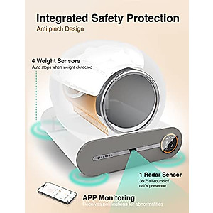 CHRYSA Self-Cleaning Cat Litter Box, Integrated Safety Protection Automatic Cat Littler Box for Multi Cats, Extra Large/Odor Isolation/APP Control Smart Cat Litter Box