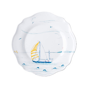 Juliska Country Estate Melamine Salad Plates Set of 4 - Seaside - White Melamine - Unbreakable, Melamine, Decorative Salad Plate Set