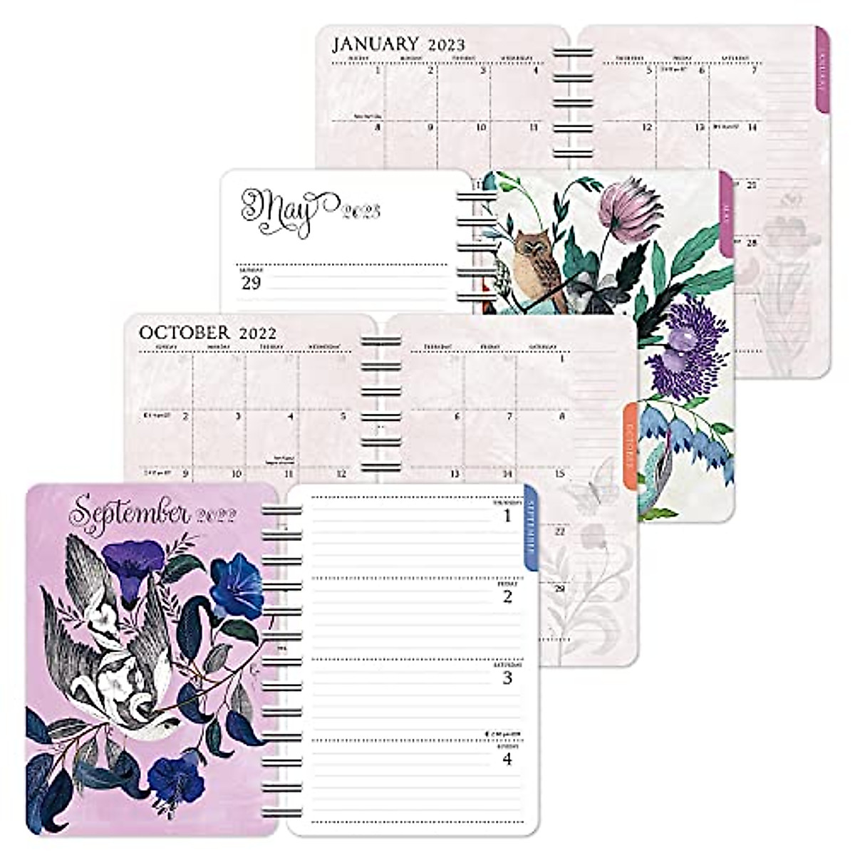 Flora & Fauna 2022-2023 Weekly Planner by Malin Gyllensvaan | On-the-Go 17-Month Calendar (Aug 2022 - Dec 2023) | Compact 5" x 7" | Flexible Cover, Wire-O Binding, Elastic Closure, Inner Pocket