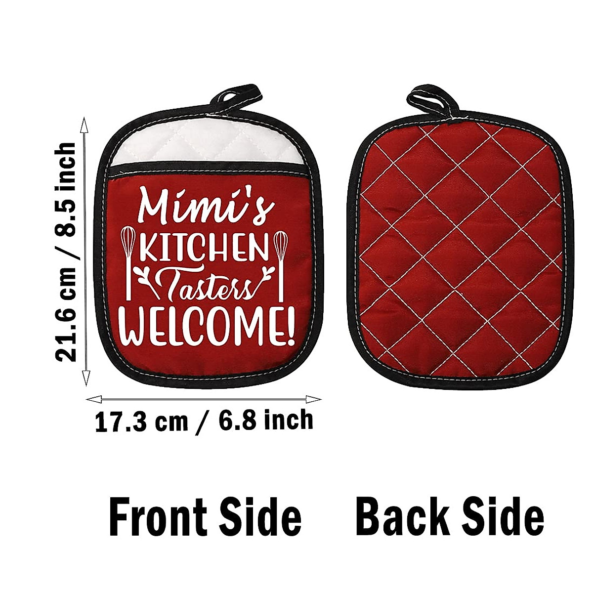 Best Mimi Gift Grandma Pot Holders Mimi's Kitchen Tasters Welcome Potholders (Mimi's Kitchen Red)