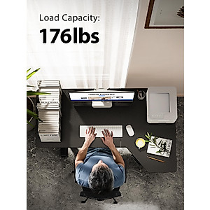 Totnz Standing Desk Adjustable Height, 55 x 34 Inch Electric Standing Desk,L Shaped Standing Desk Memory for Home Office Computer Desk with Headphone Hook,Obsidian