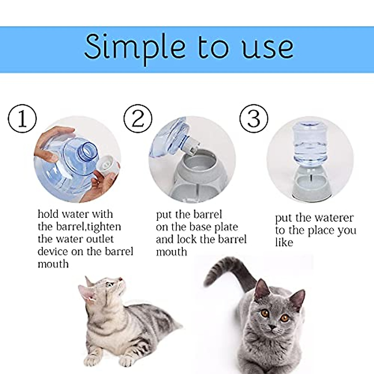 VHOB Cat Water Dispenser,Dog Water Bowl Dispenser,Pet Gravity Drinking Fountain Gravity Drinking Fountain for Cats and Dogs