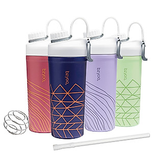 bzyoo 26oz Double-Walled Stainless Steel Insulated Tumbler with Straw Leak Proof Ideal for Smoothies, Ice Tea or Coffee Includes Mixer Ball BPA Free - Spidy Blue