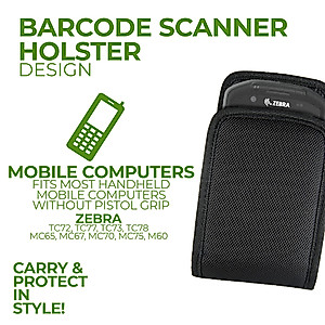 e-Holster Barcode Scanner Holster with Belt Clip and Belt Loop | Ballistic Nylon Carrying Case Pouch | Fits Zebra TC72/77/73/78, MC65/67/70/75/M60