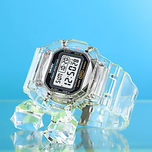 Gosasa Women's Men Youth Square Full Transparent Digital Watch Chronograph Countdown Dual Time Waterproof Watch