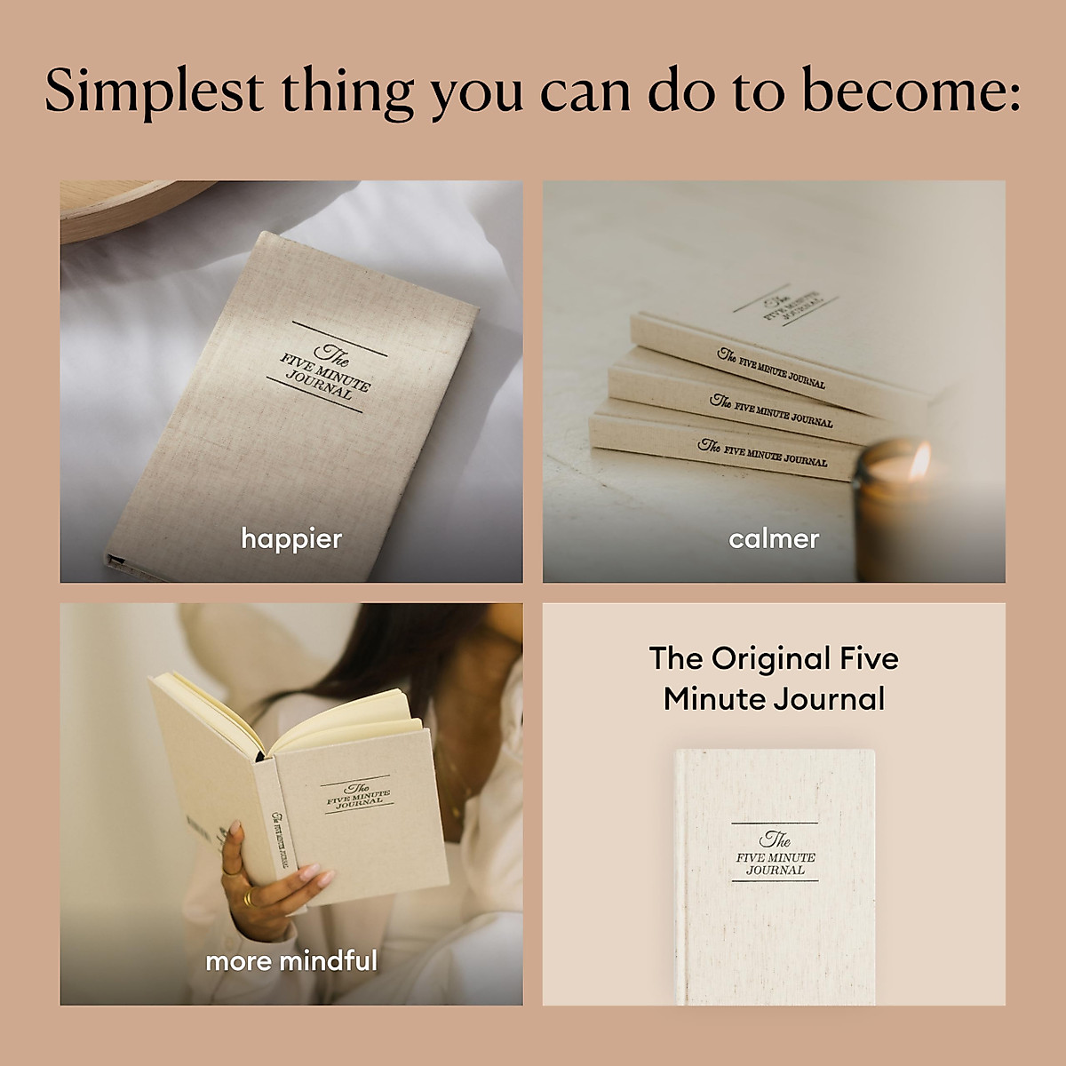 The Five Minute Journal, Original Daily Gratitude Journal, Reflection & Manifestation Journal for Mindfulness, Undated Daily Journal, Plastic-Free, White - Intelligent Change