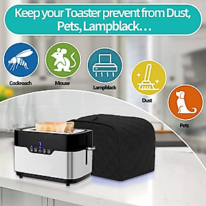 KINMAD Polyester Fabric Quilted Four Slice Bread Toaster Cover Bakeware Protector, Dust and Fingerprint Protection- Best Gift for Mother, Black