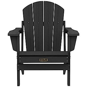 Folding Adirondack Chair Patio Chairs Lawn Chair Outdoor Adirondack Chair Weather Resistant for Patio Deck Garden, Backyard Deck, Fire Pit & Lawn Furniture Lawn Seating- Black