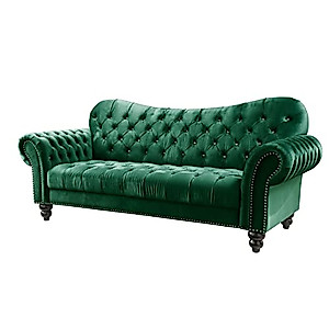 ICE ARMOR 2Pc Living Room Set Loveseat in Green Velvet Sofas