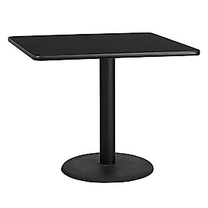 Flash Furniture Stiles 36'' Square Black Laminate Table Top with 24'' Round Table Height Base