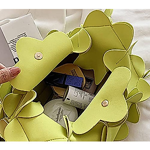 QZUnique Flower Style Underarm Bag PU Leather Totes Handbag Fashion Shoulder Bags for Women - Yellow