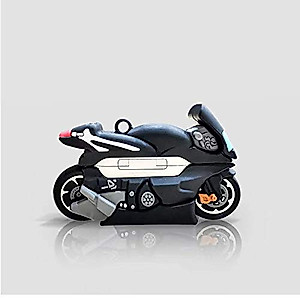 Motorcycle Vehicle Silicone Case Compatible with Airpods Pro Headphones Cover with Keychian for Mens Boys TeenagersBlack(Glow in Dark