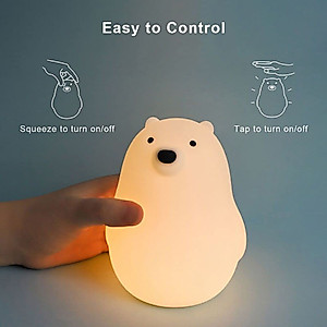 AMYESE Bear Night Light for Kids, Graduation Gifts BPA-Free ABS & Silicone Baby Nursery Bedside Lamp USB Rechargeable, Adjustable Brightness, Timer Setting, Children's Gifts for Kids