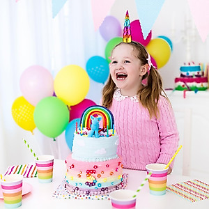 Yuxung 24 Pack Unicorn Horn Headband Unicorn Headbands with Elastic Bands for Girls Adult Women Cosplay Costumes Accessories, 8 Styles