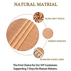 Rectangle Tablecloth Cotton Tablecloth Wrinkle Free Dust-Proof Table Cloth Checkered Design Tablecloth Heavy Weight Cotton Linen 55"x86" Coral Embroidery Tassel Tablecloth for Home Kitchen Tables