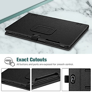 Fintie Case for QunyiCO Y10 10.1" / Pritom Tronpad M10 10 inch Tablet, Premium Vegan Leather Folio Protective Stand Cover with Pencil Holder - Black