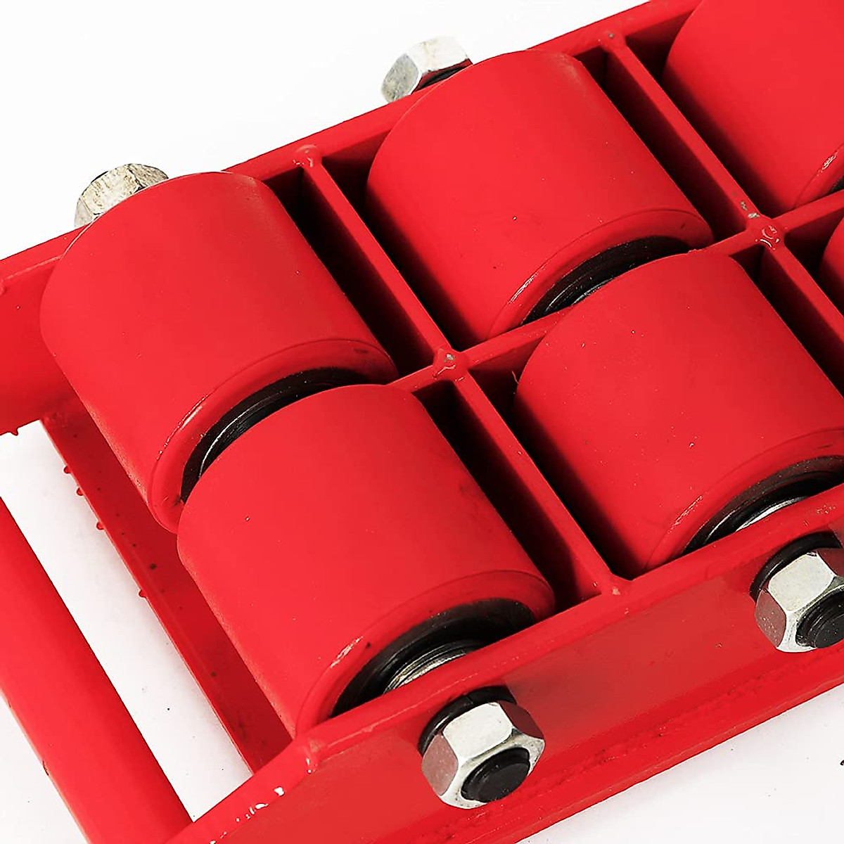Heavy Duty Machine Dolly Skate Machinery Roller Mover Cargo Trolley 8 Ton 17600lb, w/Steel Rollers Cap 360 Degree Rotation (Red)