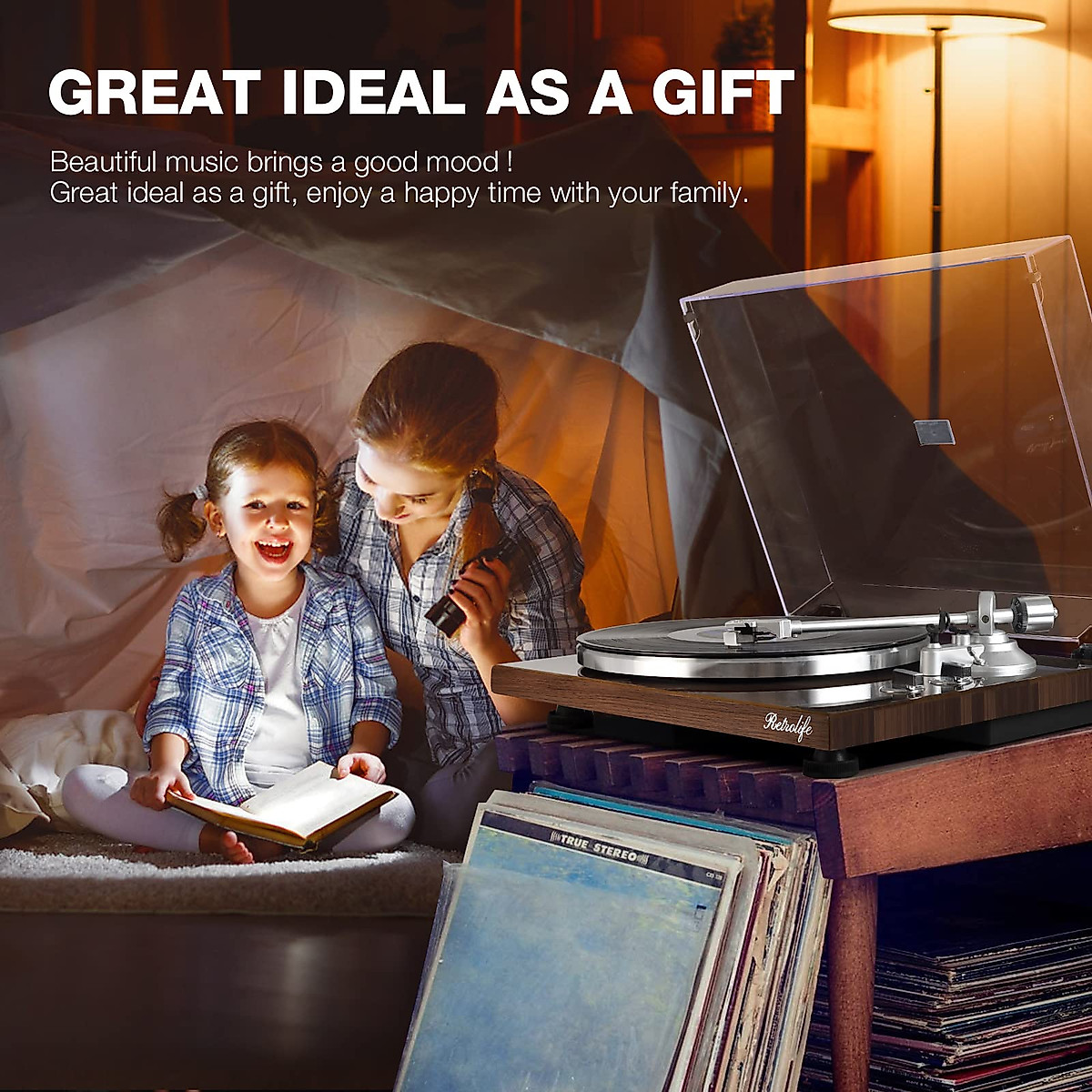 Turntables Belt-Drive Record Player with Wireless Output Connectivity, Vinyl Player Support 33&45 RPM Speed Phono Line USB Digital to PC Recording with Advanced Magnetic Cartridge&Counterweight