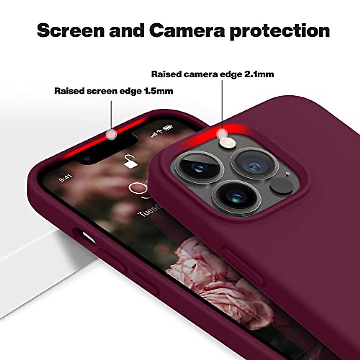 OTOFLY Designed for iPhone 13 Pro Max Case, Silicone Shockproof Slim Thin Phone Case for iPhone 13 Pro Max 6.7 inch (Wine Red)