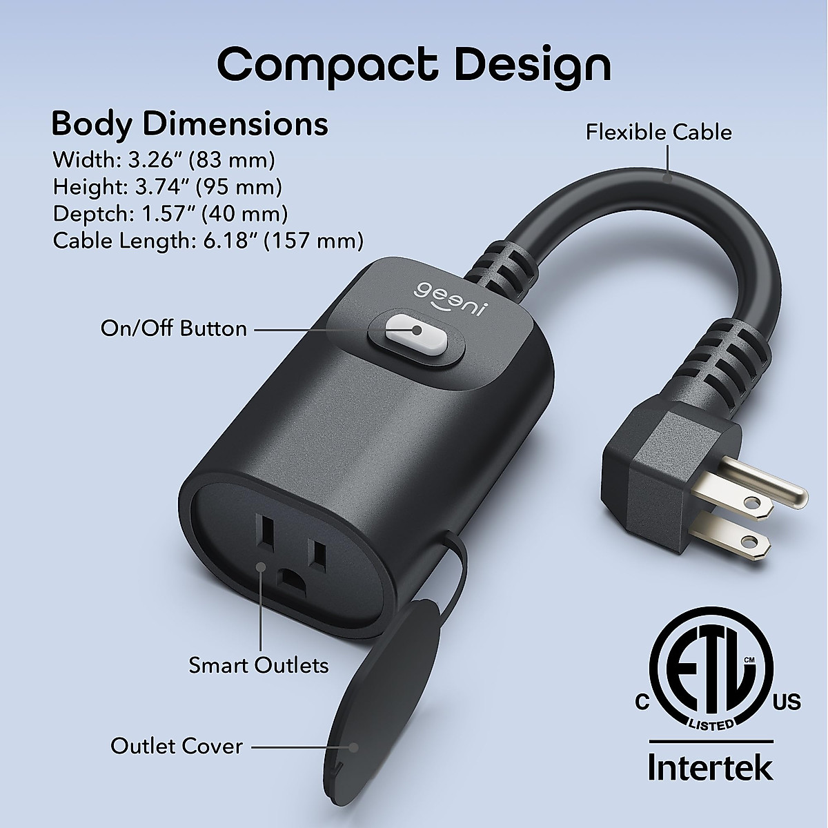 Geeni Indoor/Outdoor Smart Plug Weatherproof, 1 Socket –No Hub Wireless Remote Control and Timer –Works with Amazon Alexa, Google Assistant, Requires 2.4 GHz Wi-Fi, Black