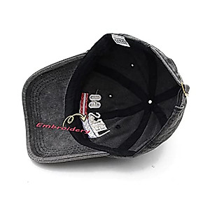 CooKuuEud Embroidered Washed Baseball Cap Men's and Women's Fashion hat Gift (Black1)