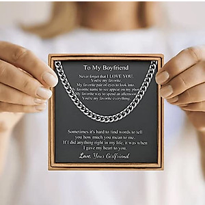 JoycuFF Gifts for Boyfriend Birthday Anniversary Cuban 6MM Stainless Steel Chain Necklace from Girlfriend Chain Hip Hop Jewelry