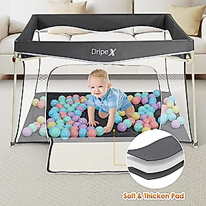 Foldable Playpen, Dripex Baby Playpen with Mat, Collapsible Baby Playpen, Playpen for Babies and Toddlers, 43" x 43" Baby Play Yard for Indoor&Outdoor