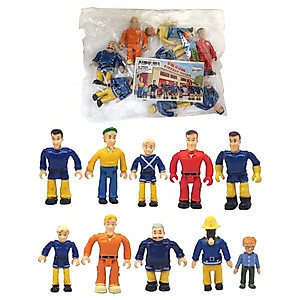 FUNERICA 10-Set Toy Figures of Fireman and Family People for Kids, Children, Toddlers, Boys and Girls Pretend Play. Firemen, Action Party Supplies Figurines