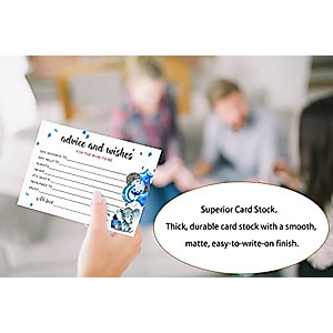 Yuansail Blue Elephant Advice And Wishes Cards For The Mom-To-Be, Baby Advice Cards For New Mom, Baby Shower Party Game,Decorations Party Supply，25 Cards(bb006-JYK 006)