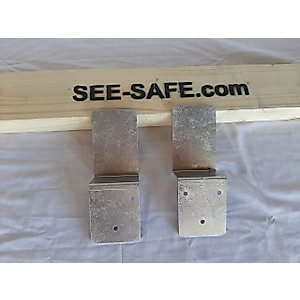 SEE-SAFE Drop Open Bar Security Barn Door Lock Brackets Fits 2x4 Boards 3" Wide 1 Pair Stopper Jammer Barricade