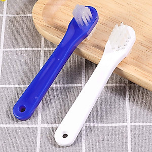 Brush False Cleaning Tool Double Sided Toothbrush Cleaning Brush 2pcs (White+Blue)