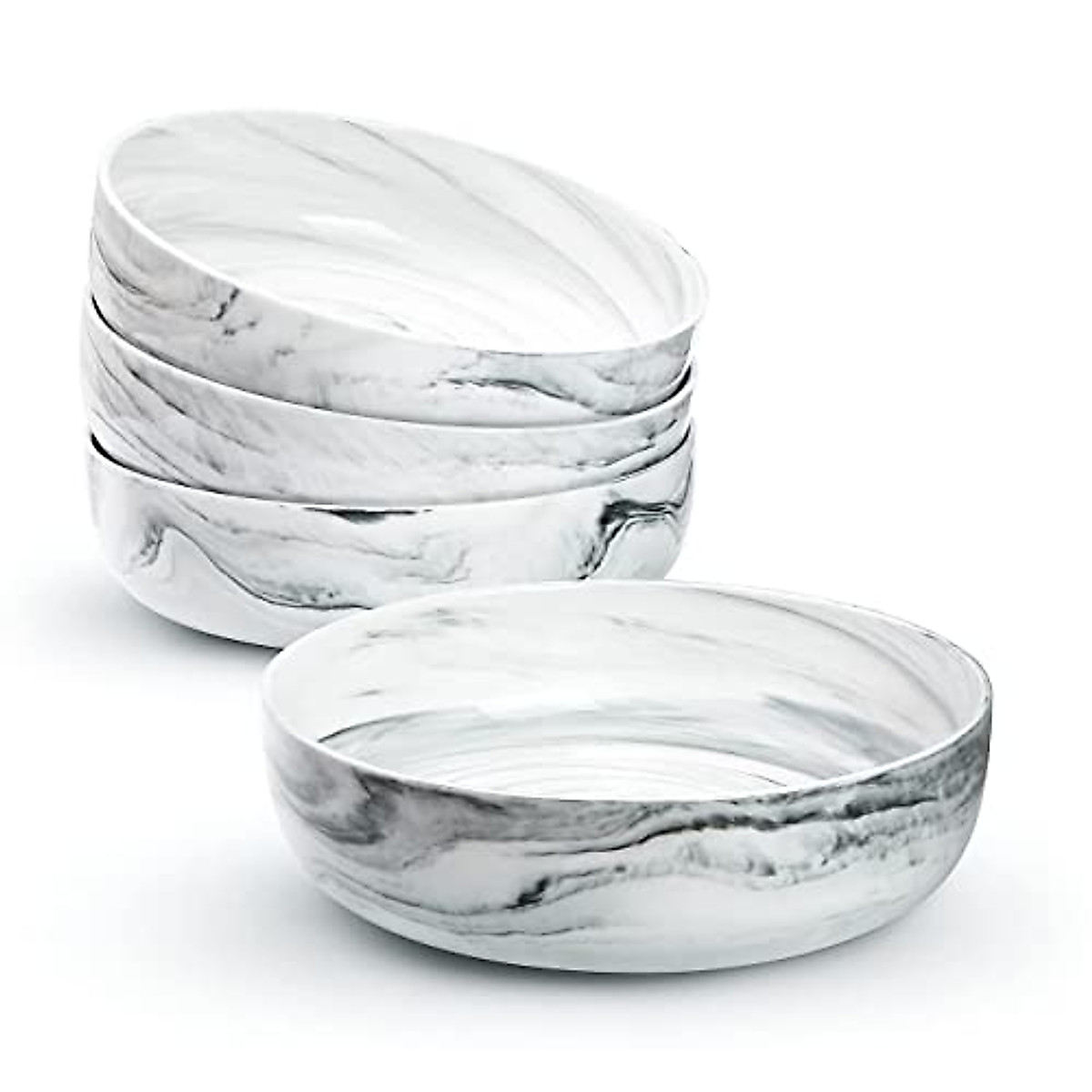 Divitis Home Fusion Pasta Salad Bowls set of 4, 56 fl oz, 8.5 inches, black porcelain (plates and bowls set; salad bowls; serving bowls; pasta bowls)