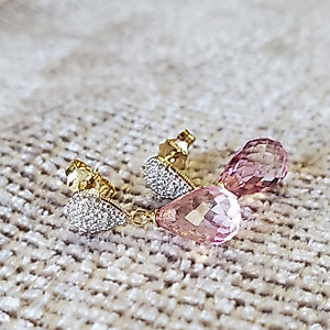 Galaxy Gold GG 14k Rose Gold Earrings with Diamonds and Pink Topaz