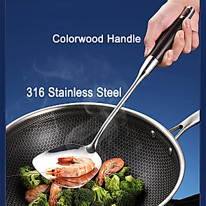 Wooden Cooking Utensils Set, 316 Stainless Steel Kitchen Utensils Set, 6 Pieces Professional Cooking Tools Kitchen Gadgets Wood Cooking Spatula Set for Kitchen