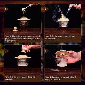 Cocktail Smoker Kit - Old Fashioned Cocktail Kit 6 Different Flavor Wood Chips, Whiskey Smoker Kit for Cocktails, Wine, Drink, Cheese, Meats, Gifts for Men, Dad and Boyfriend