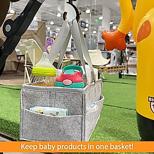 Anysiny Baby Diaper Caddy- Portable Toddler Diaper Stackers & Caddies Nursery Storage Bin and Car Organizer for Diapers and Baby Wipes, Collapsible Newborn Caddies Car Travel Baby Shower Basket