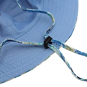 LLmoway Women Packable Sun Hat Lightweight Cotton Fishing Hiking Safari Bucket Hat with Strap Blue