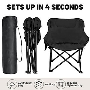 Camping Chairs Lawn Chairs Portable Chair Support 265lbs,Foldable Chair Sets up in 4 Seconds, Backpacking Chair with Carring Bags, Black 2 Pcs