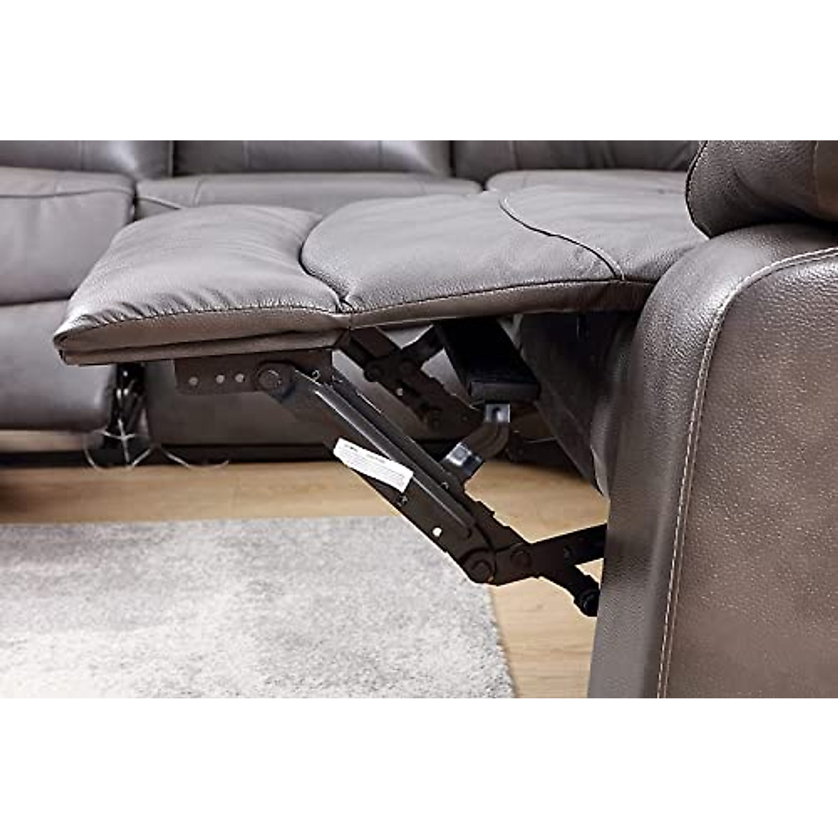 Blackjack Furniture Albany Leather Air Upholstered Living Room Reclining, Power Sectional Sofa, Dark Gray