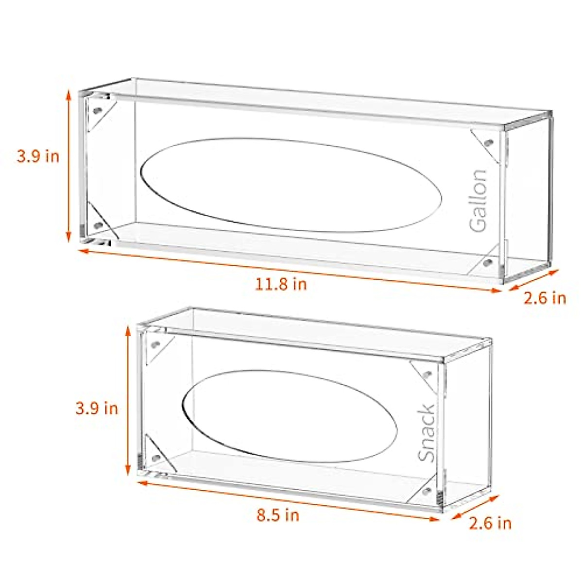 FEMELI Food Bag Storage Organizer, Acrylic Kitchen Drawer Baggie Box, Compatible with Gallon, Slider Quart, Freezer, Sandwich, Snack, Variety Size Bags, 4 separate Pack(Clear)