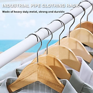 Clothes Rack, 46inches Industrial Pipe Clothing Rack Heavy Duty Garment Racks Wall Mounted Closet Rod White Wardrobe Rack for Hanging Clothes