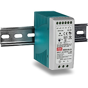 TRENDnet 5-Port Hardened Industrial Gigabit DIN-Rail Switch, 10 Gbps Switching Capacity, IP30 Rated Network Switch (-40 to 167 ºF),Black,TI-G50 & 60 W Single Output Industrial DIN-Rail Power Supply