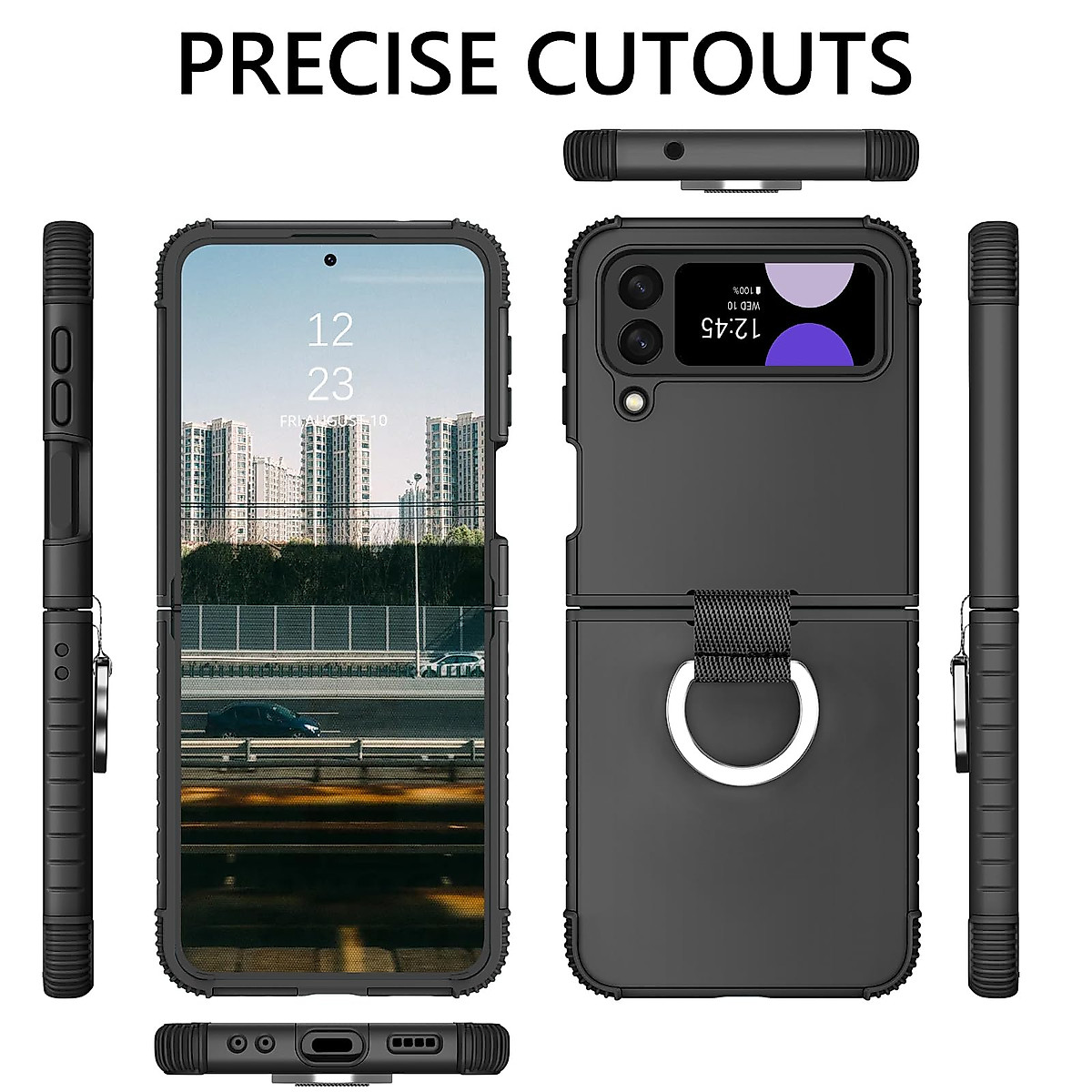 GUAGUA Compatible with Samsung Galaxy Z Flip 3 Case 5G 6.7 Inch Hybrid 2 in 1 Hard PC Soft TPU Heavy Duty Rugged Shockproof Full-Body Protective Phone Cover for Samsung Z Flip3, Black