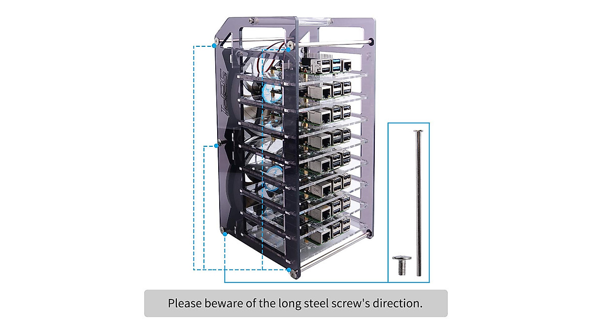 GeeekPi 8-Layer Raspberry Pi Cluster Case with RGB Fan | Cooling ...